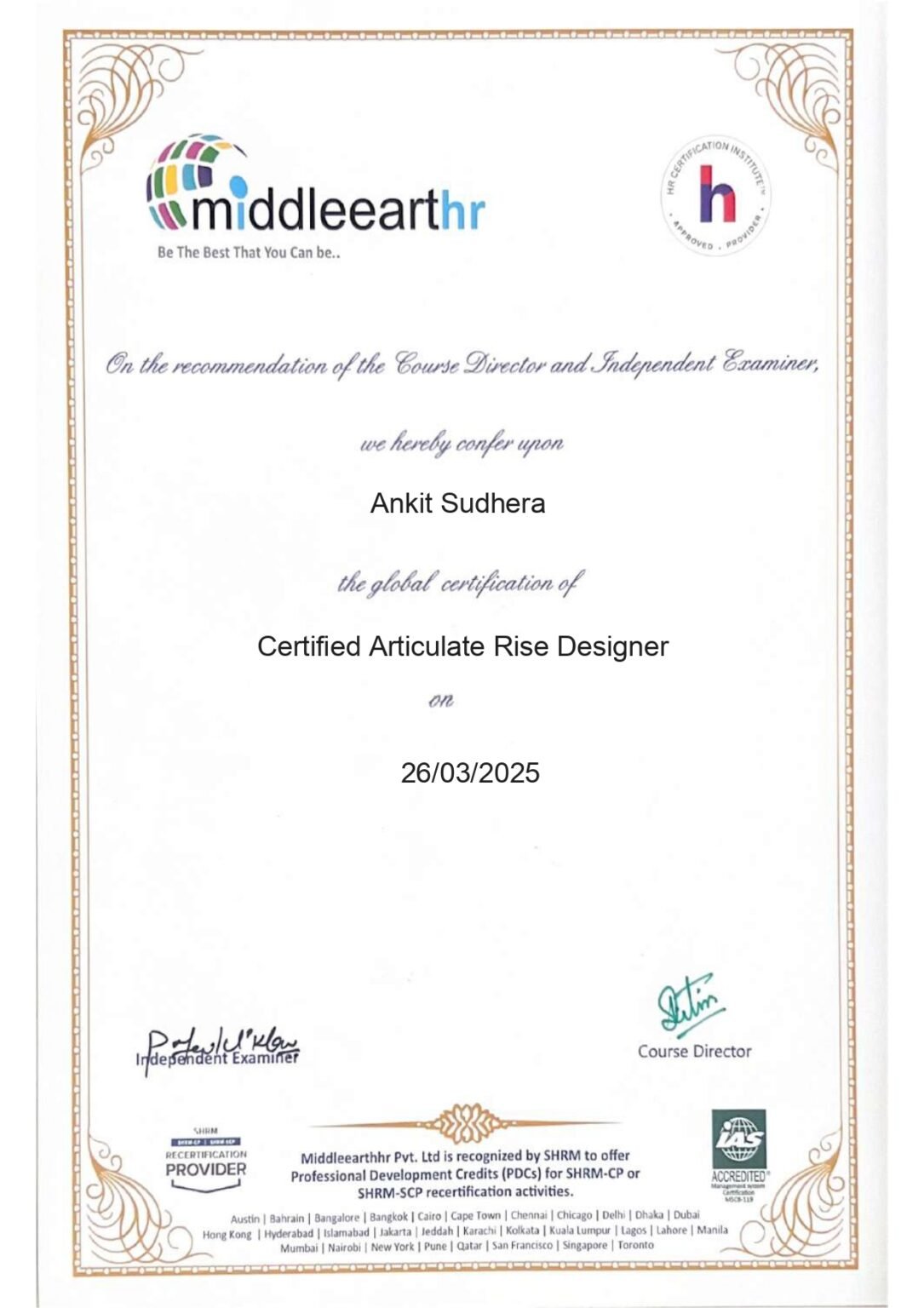 Certified Articulate Rise Designer - Ankit Sudhera Portfolio Website